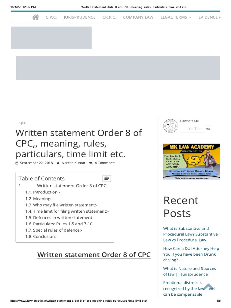 Defenses in Written Statement | PDF | Lawsuit | Pleading