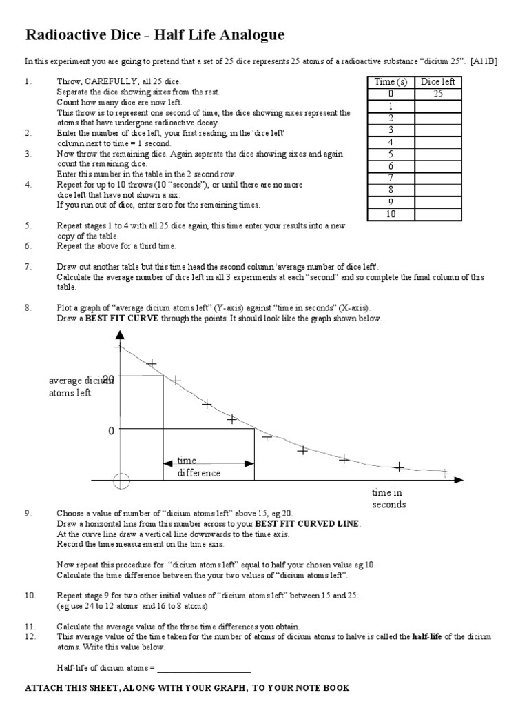 Radioactive Dice Half-Life Experiment | PDF | Cartesian Coordinate ...