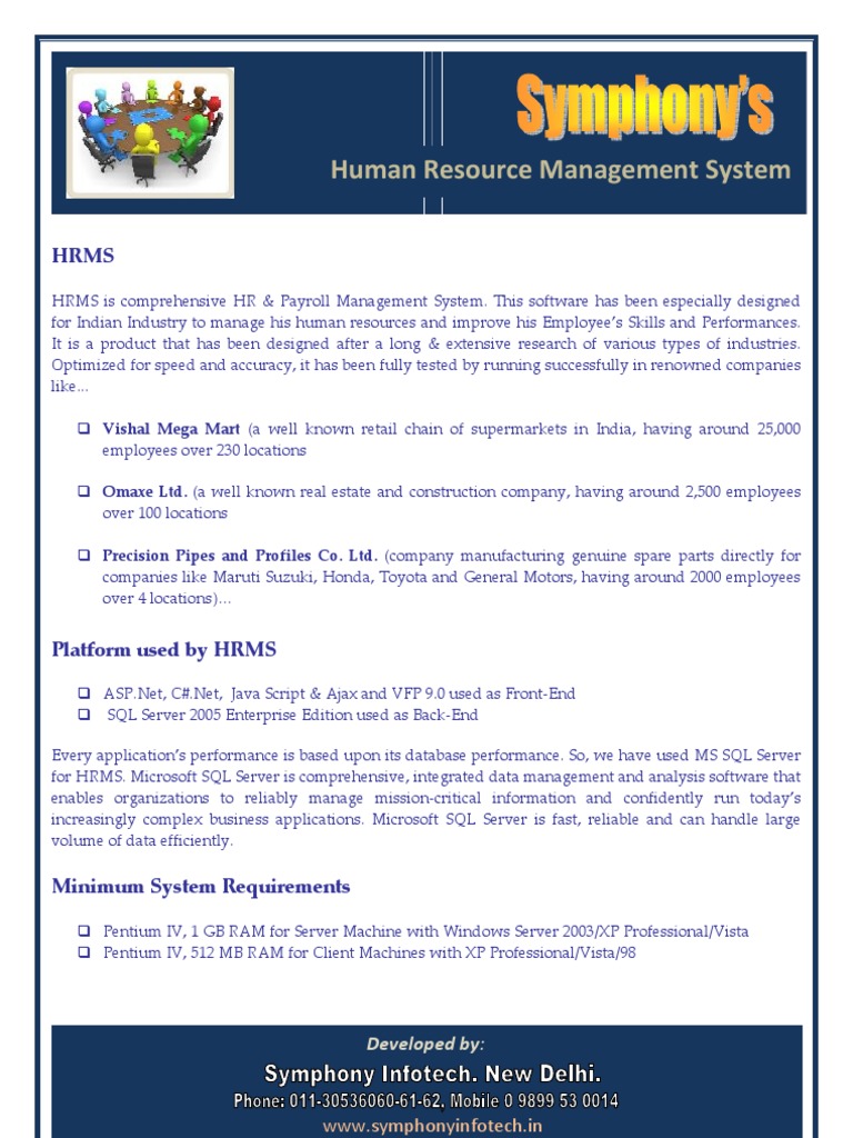 HRMS Brochure | PDF | Salary | Employee Benefits