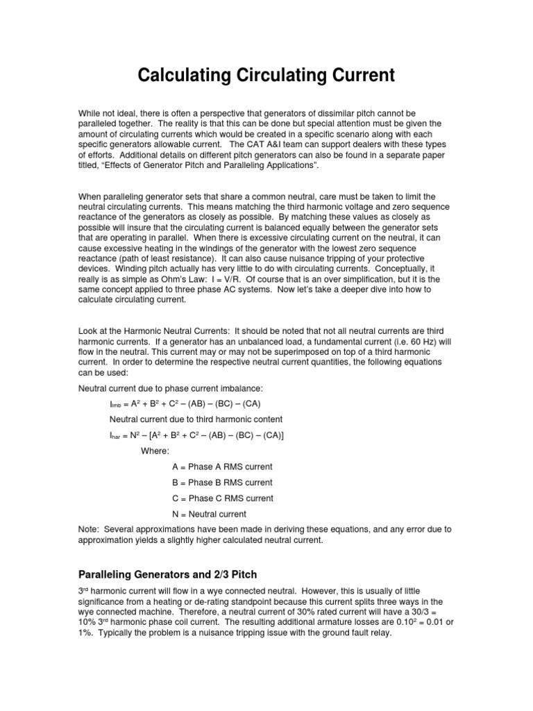 Calculating Circulating Current - Final | PDF | Force | Quantity