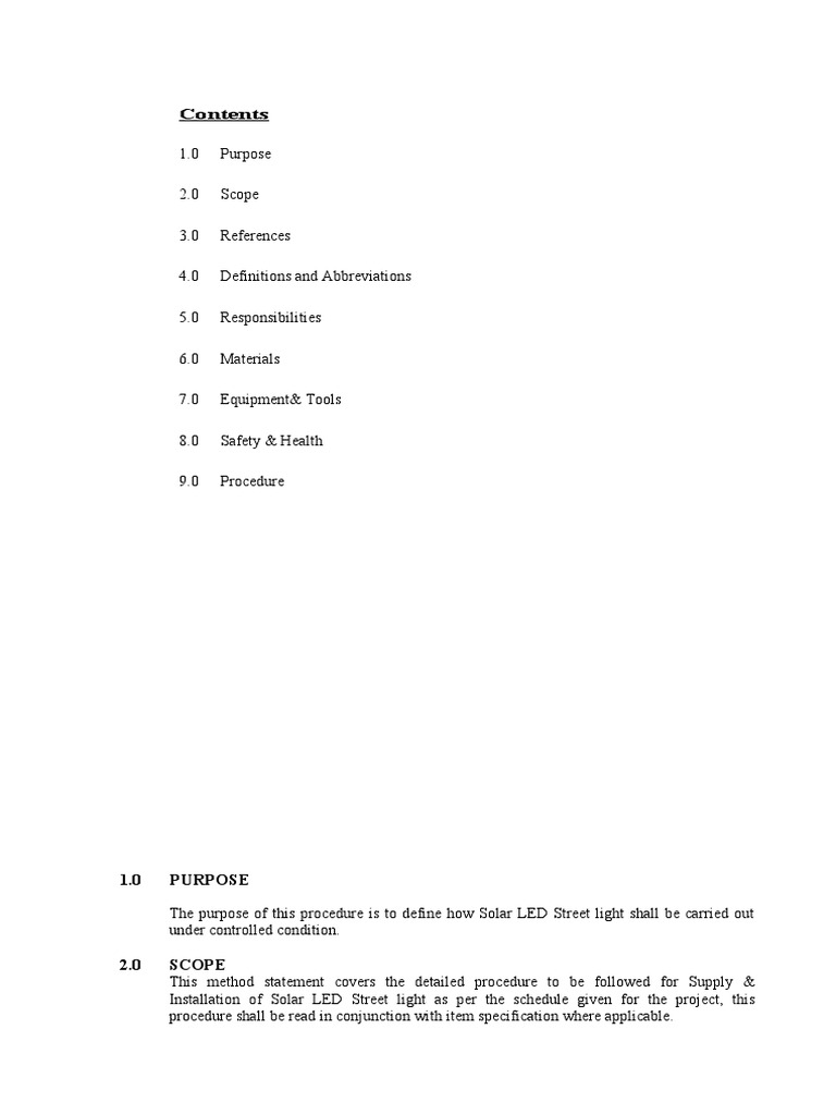 Method Statement For Streetlight | PDF | Concrete | Specification ...
