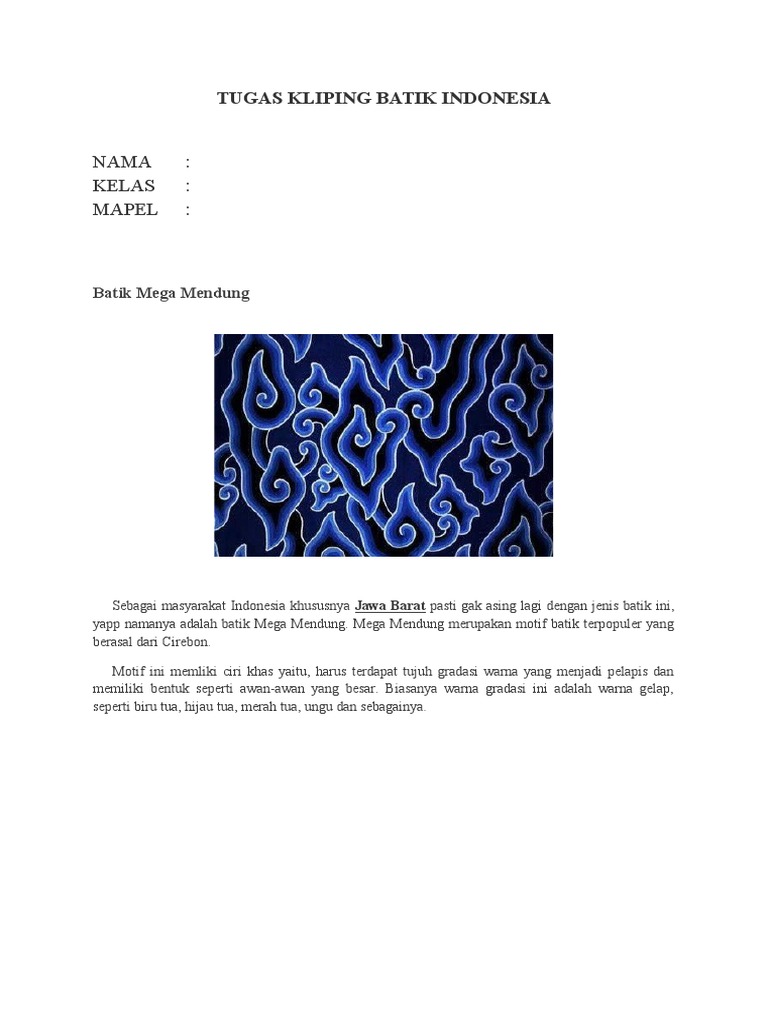 Tugas Kliping Batik Indonesia | PDF | Griya & Taman