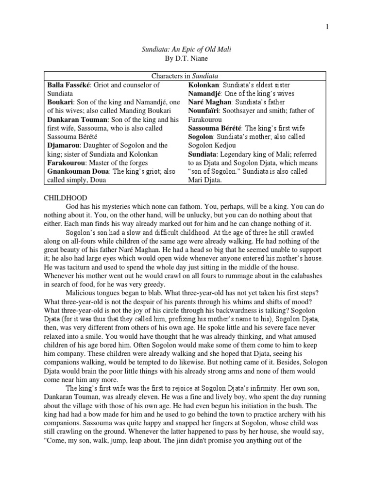 Sundiata: An Epic of Old Mali | PDF