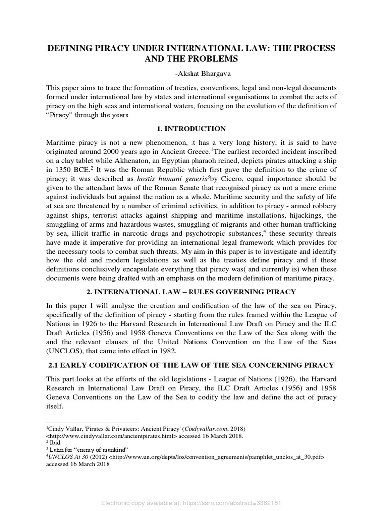 Defining Piracy Under International Law: The Process and The Problems ...