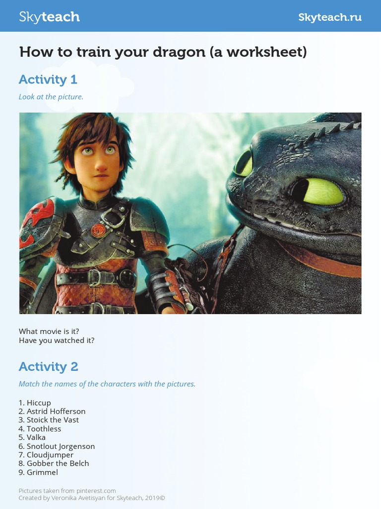 How To Train Your Dragona Worksheet | PDF