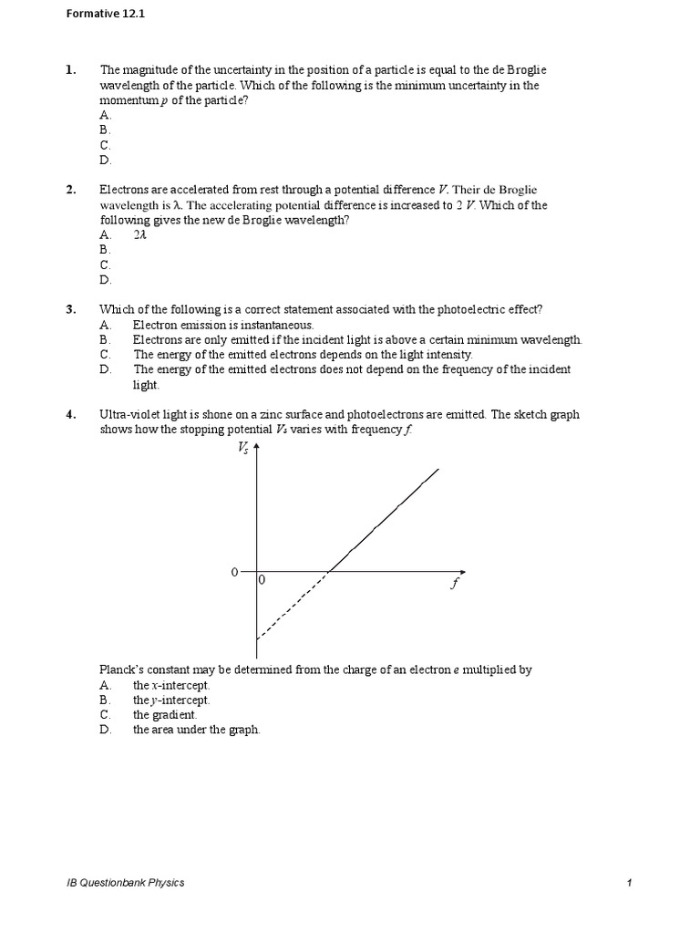 IB Questionbank Physics 1 | PDF | Photoelectric Effect | Electron