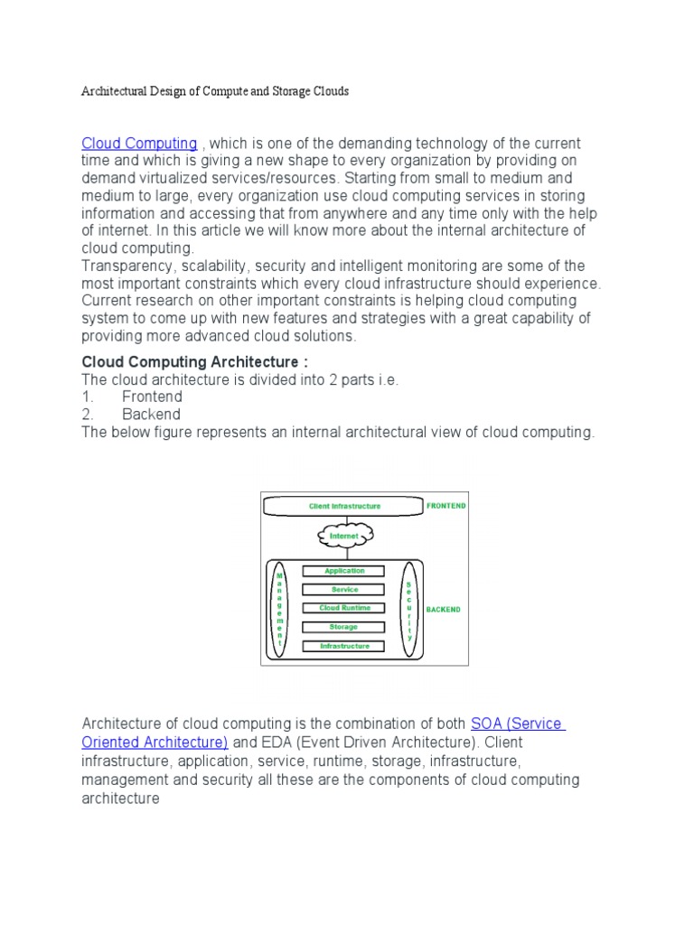Architectural Design of Compute and Storage Clouds - 3 - 1 | PDF ...