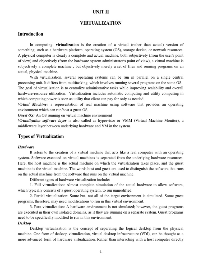 Cloud Computing Notes Unit 2 | PDF | Virtualization | Virtual Machine