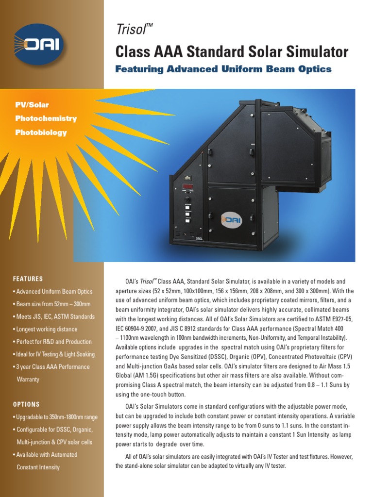 Class AAA Standard Solar Simulator | PDF | Optical Filter | Solar Cell