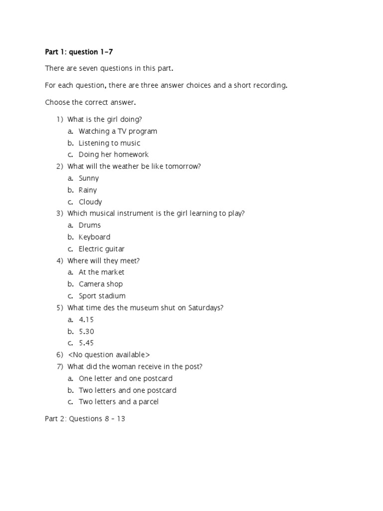 Practice English Listening Test with Multiple Choice and True/False ...