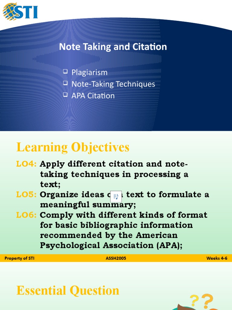 Note-Taking Techniques Plagiarism APA Citation | PDF | Citation | Plagiarism