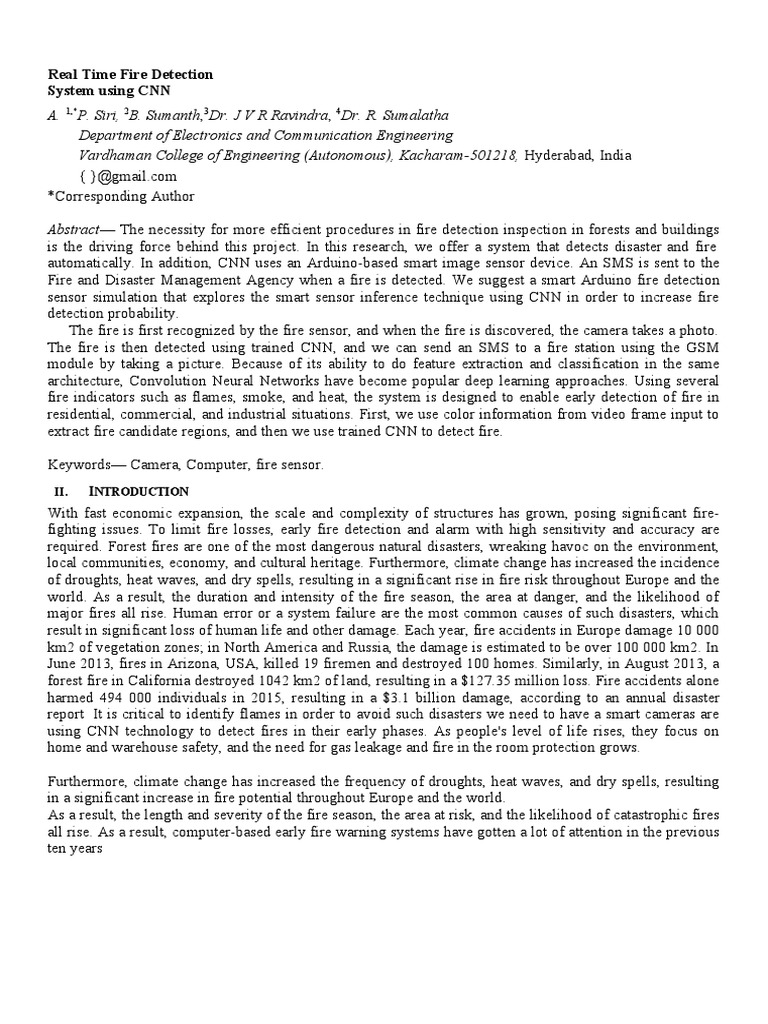 CNN-Based Real-Time Fire Detection System | PDF | Deep Learning ...