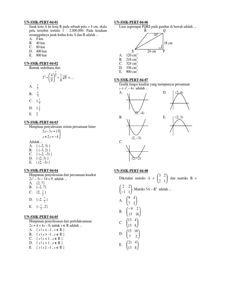 SMK - Matematika SMK PERT - 2004 | PDF