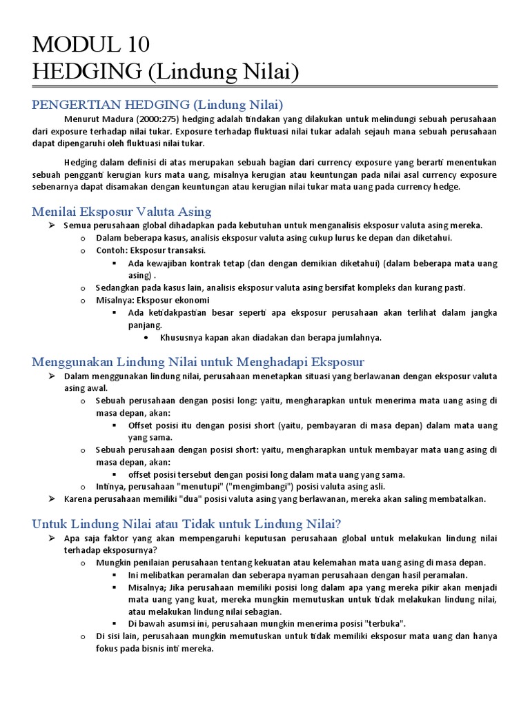 Strategi Hedging untuk Lindung Nilai | PDF