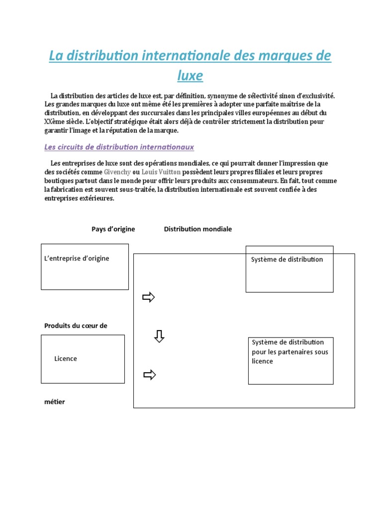 Distribution internationale des marques de luxe | PDF | Articles de ...