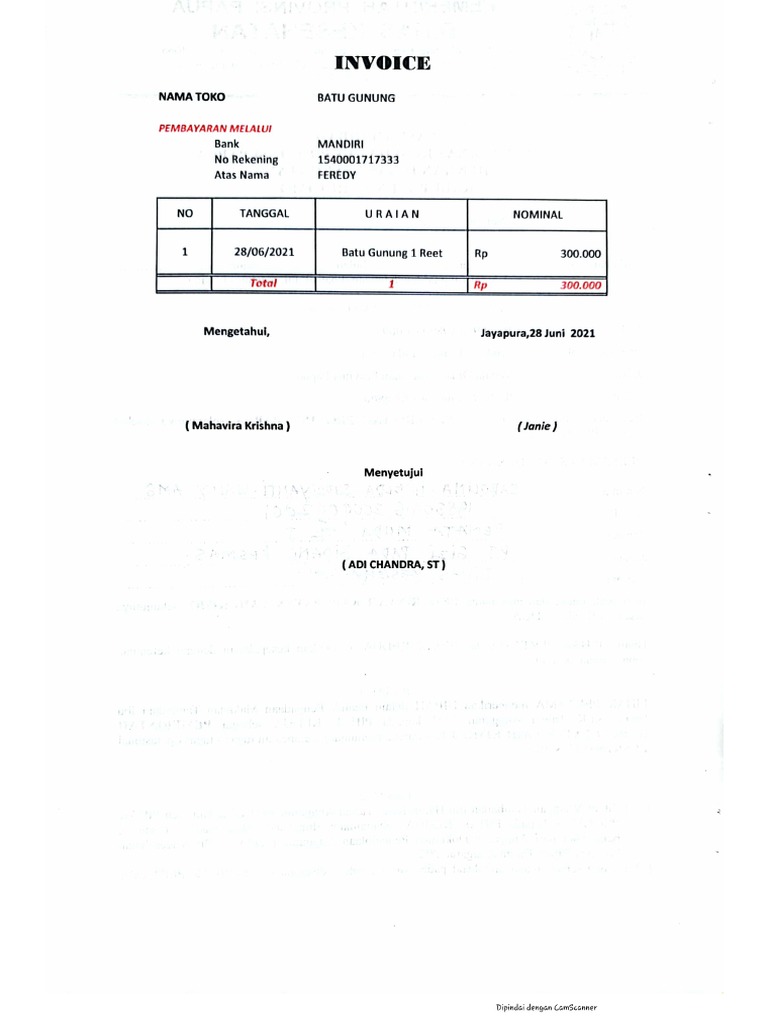 Bukti Nota Batu Gunung | PDF