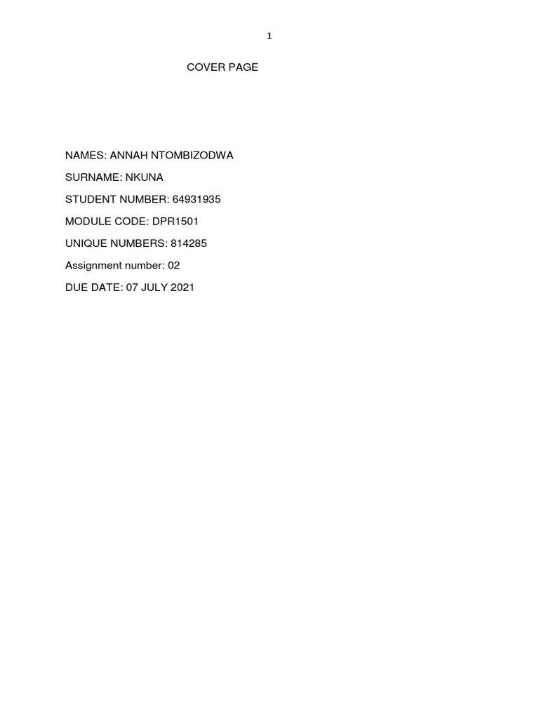 DPR1501 Assignment 2 | PDF | Communication | Interpersonal Communication