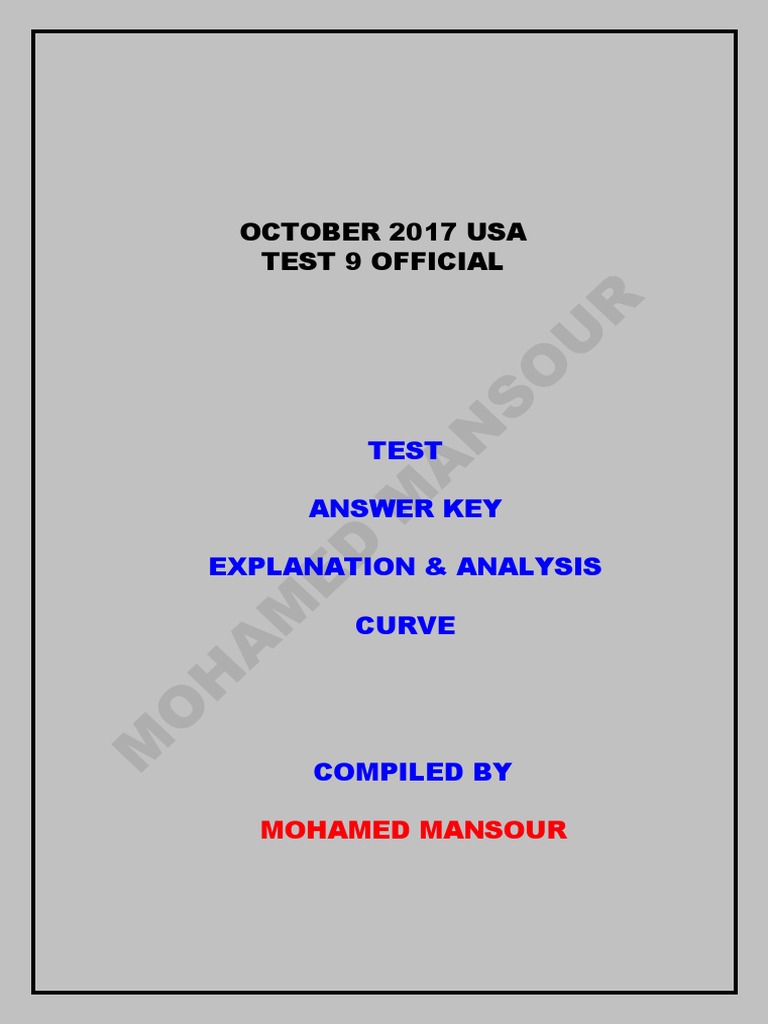 October 2017 Usa Test 9 Official: Test Answer Key Explanation ...