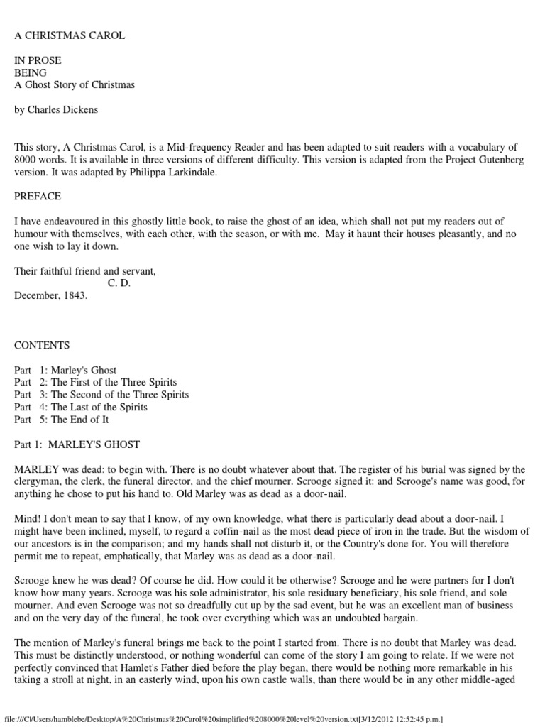 A Christmas Carol Simplified 8000 Level Version | PDF