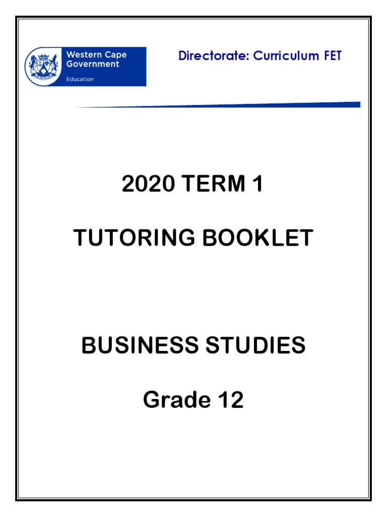 2020 GR 12 Term 1 BSTD Tutoring Booklet - Eng - Final | PDF ...