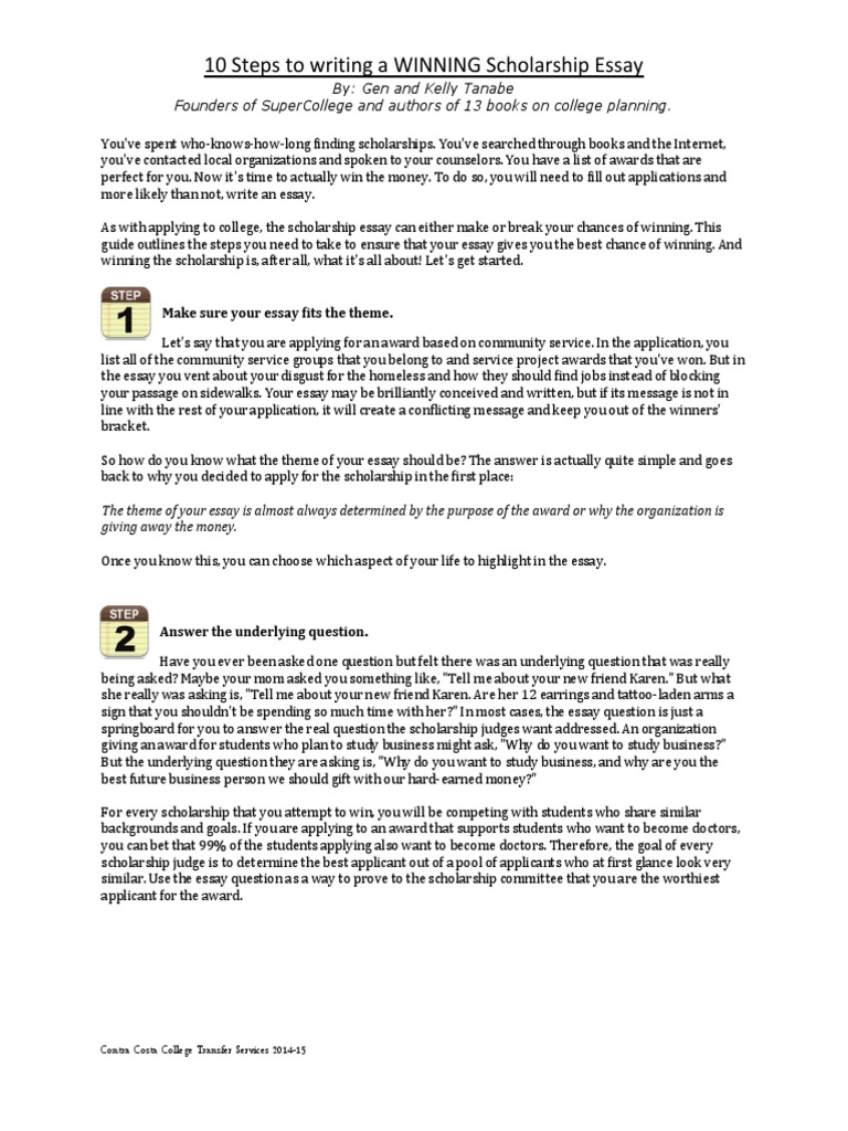 10 Steps to Craft a Winning Scholarship Essay | PDF | Essays | Thesis