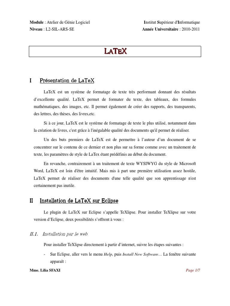 Introduction à LaTeX et TeXlipse | PDF | Informatique | Logiciel