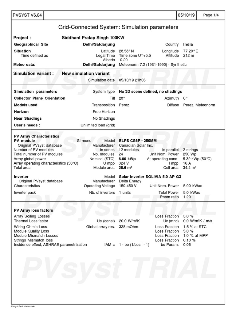 Pvsyst Trial Pvsyst Trial Pvsyst Trial Pvsyst Trial: Grid-Connected ...