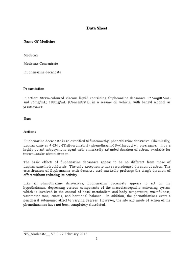 MSDS Fluphenazine Decanoate | PDF | Antipsychotic | Dose (Biochemistry)