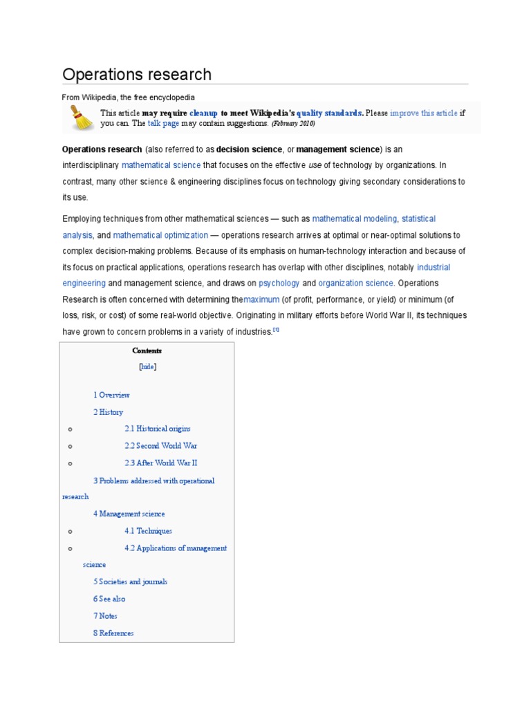 Operations Research Basics | PDF | Operations Research | Mathematical ...