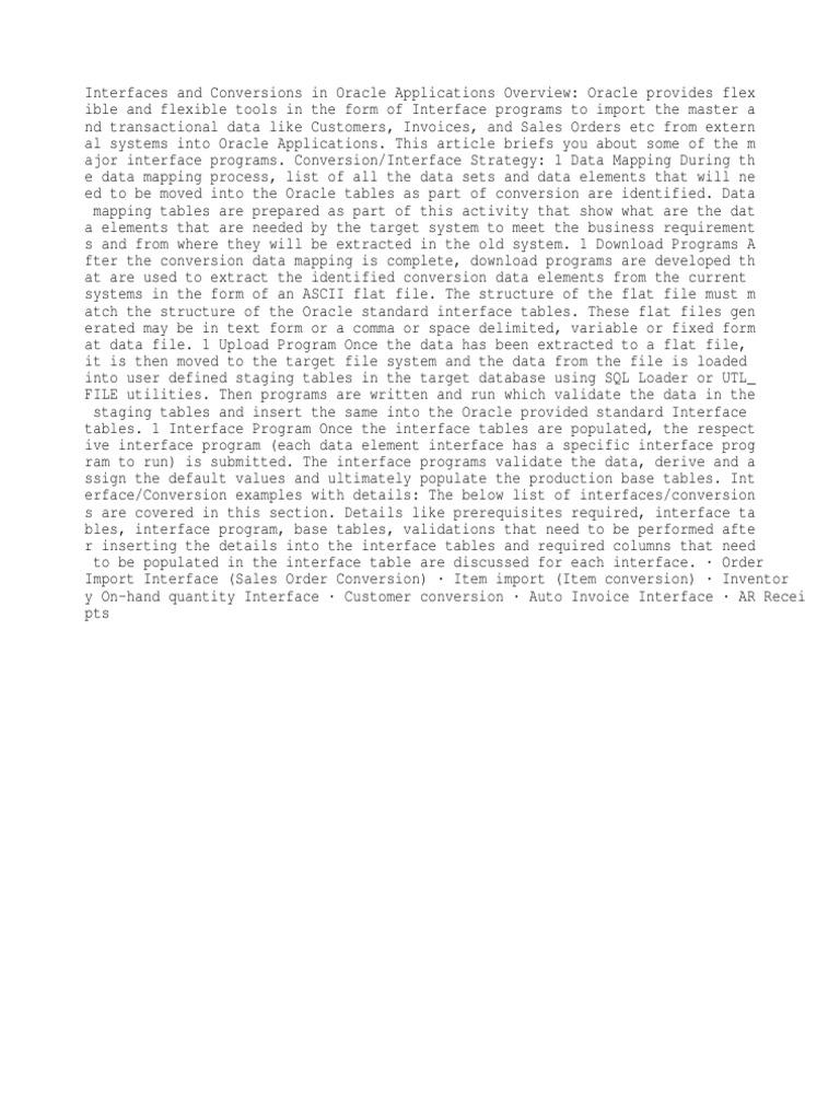 Interfaces and Conversion in Oracle Applications | PDF | Application ...