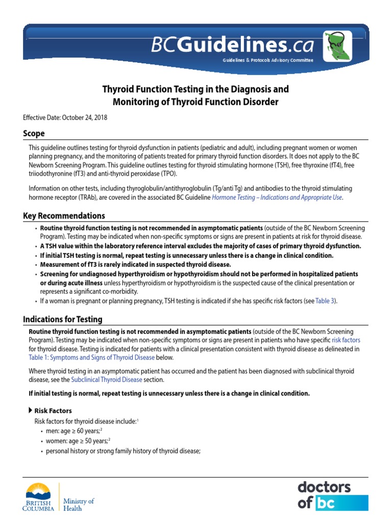 Thyroid Function Testing | PDF | Hypothyroidism | Thyroid Stimulating ...