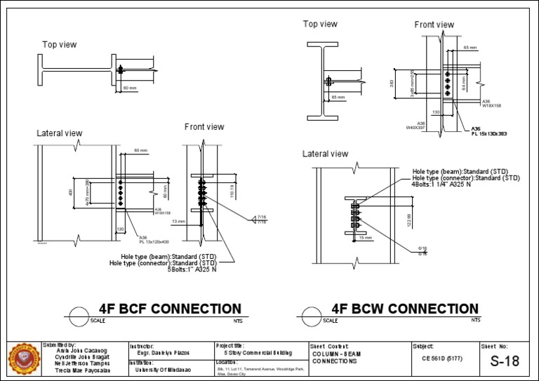 4F BCF Connection 4F BCW Connection: Top View Front View | PDF