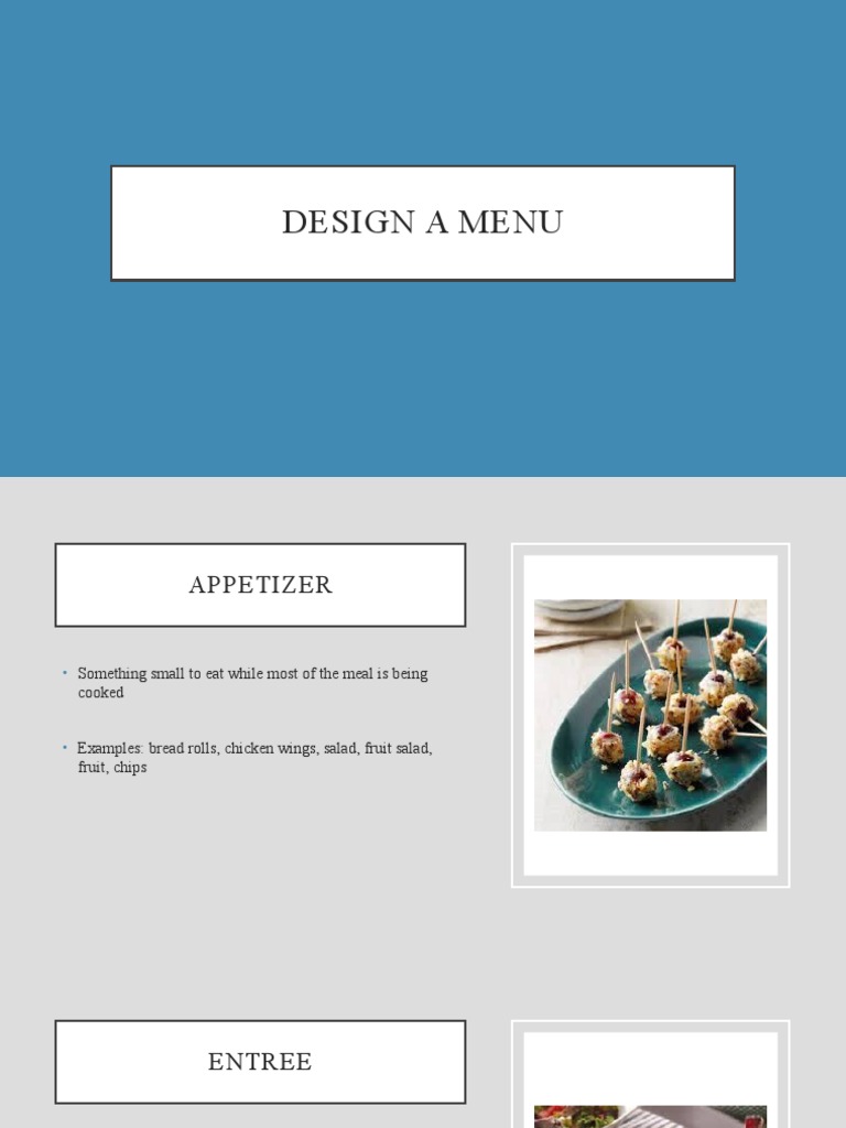 Design A Menu Assignment | PDF | Cooking, Food & Wine
