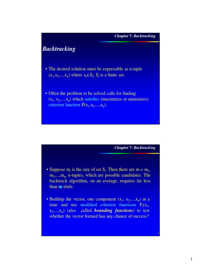 Backtracking: Satisfies Criterion Function | PDF | Combinatorics | Algorithms And Data Structures