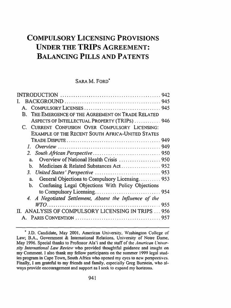 Compulsory Licensing in TRIPS Explained | PDF | Trips Agreement | World ...