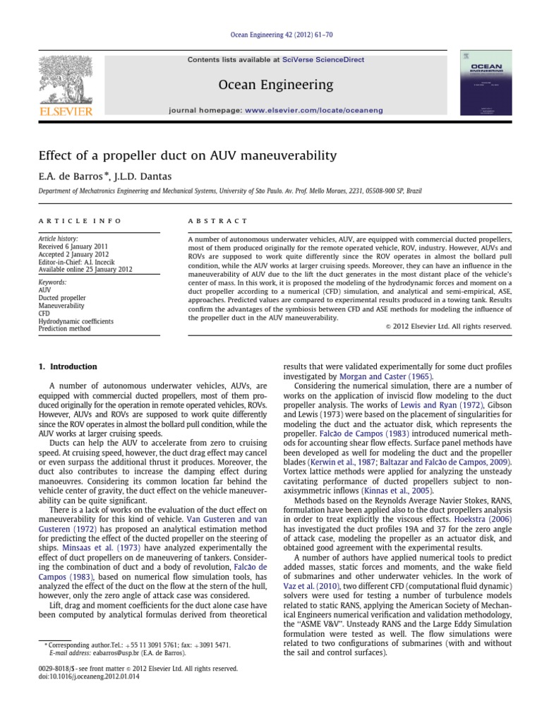Impact of Ducted Propellers on AUVs | PDF | Computational Fluid ...