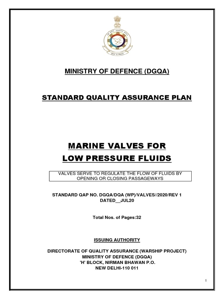 SQAP For Valves - 01 May 20 | PDF | Valve | Quality Assurance