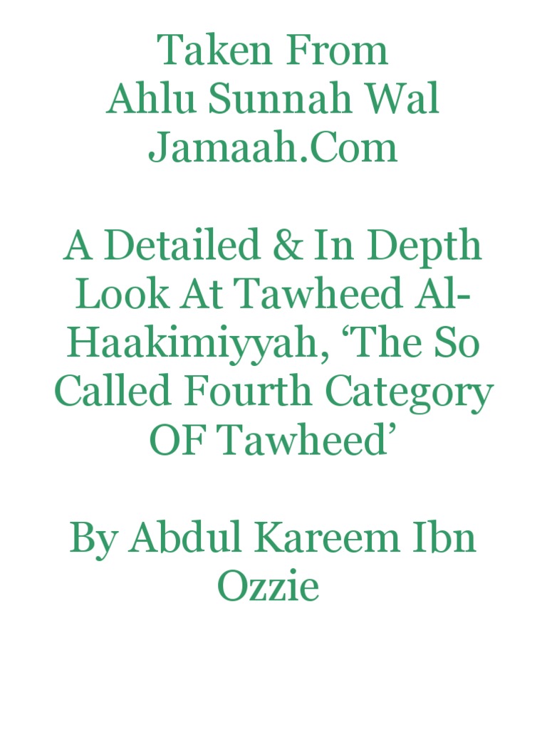 Understanding Tawheed's Fourth Category | PDF | Tawhid | Kafir