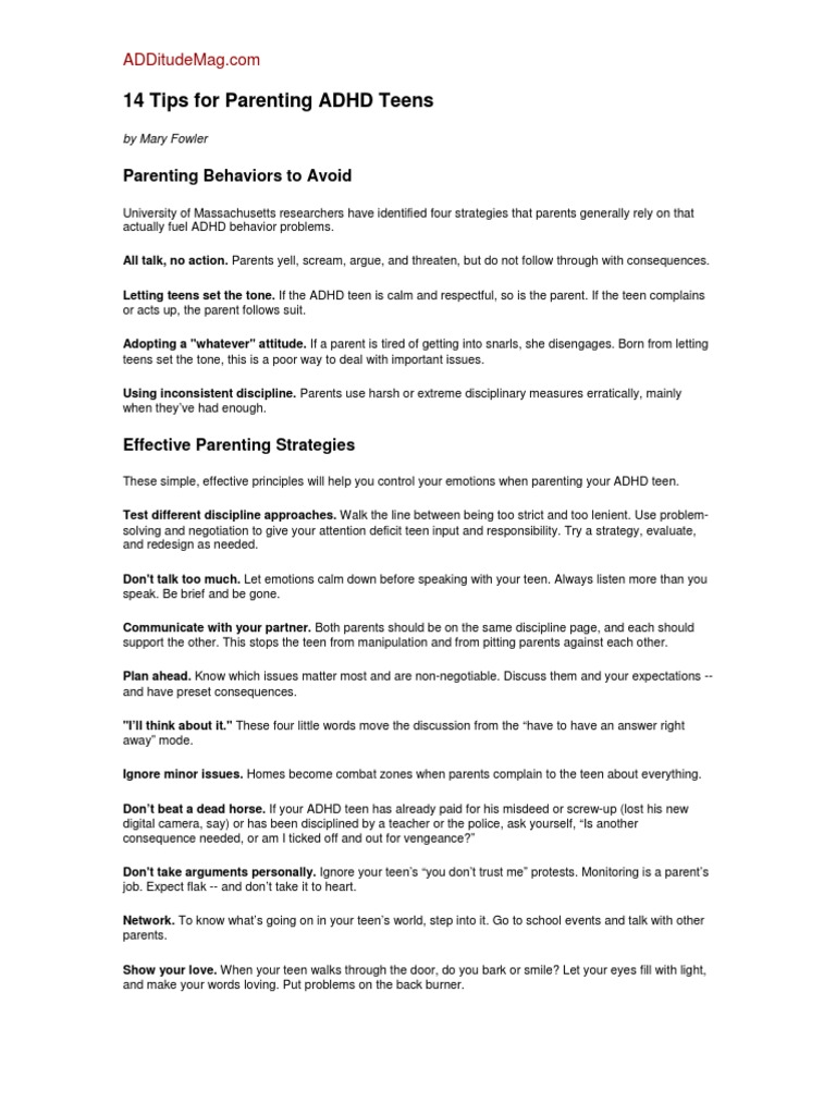 Effective Strategies for Parenting ADHD Teens: Focus on Communication ...