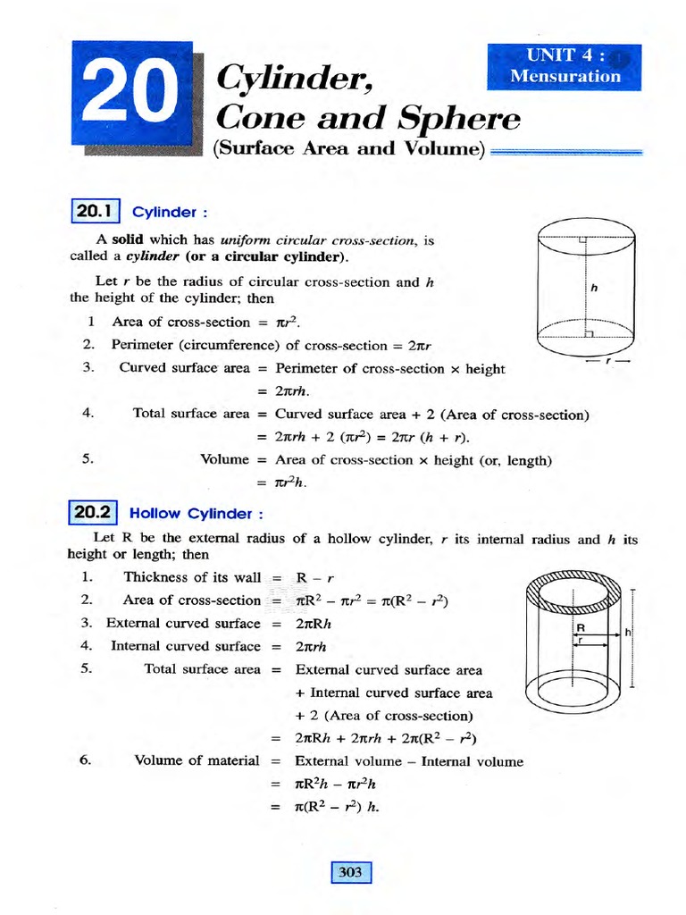 Cylinder, Cone and Sphere | PDF