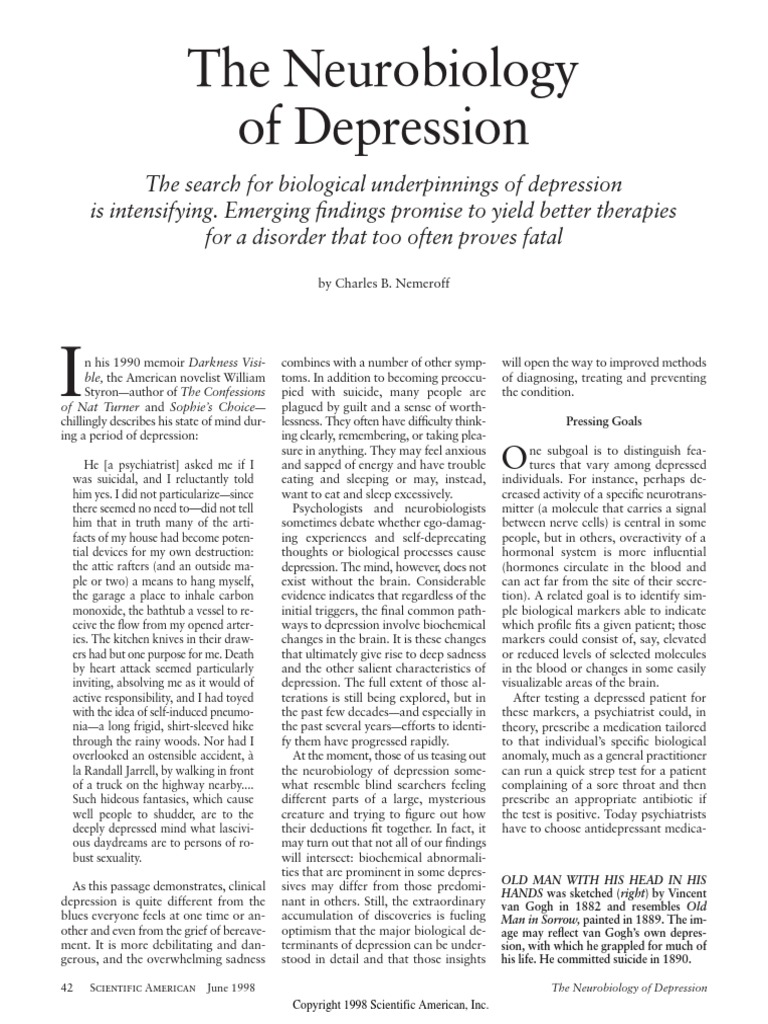 The Neurobiology of Depression | PDF | Chemical Synapse | Neurotransmitter