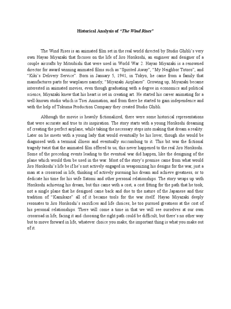 Historical Analysis of The Wind Rises | PDF
