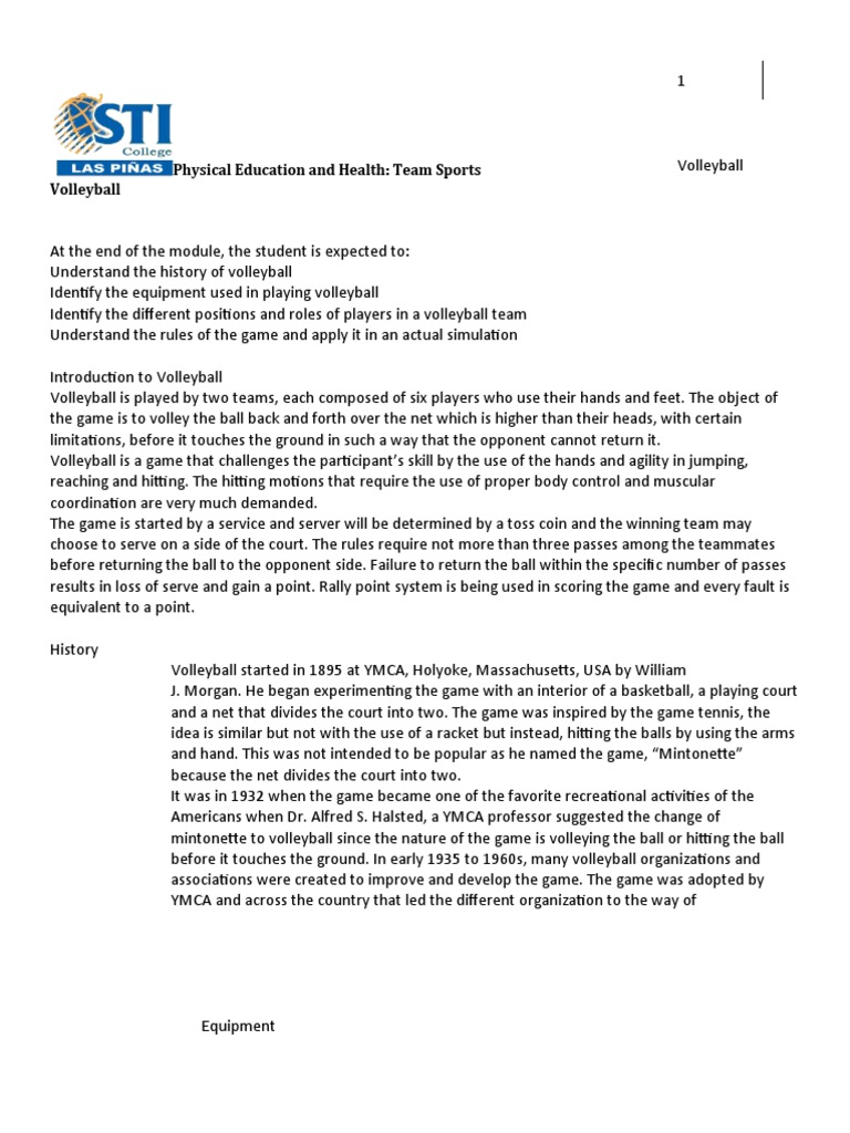 Volleyball Module | PDF | Volleyball | Team Sports