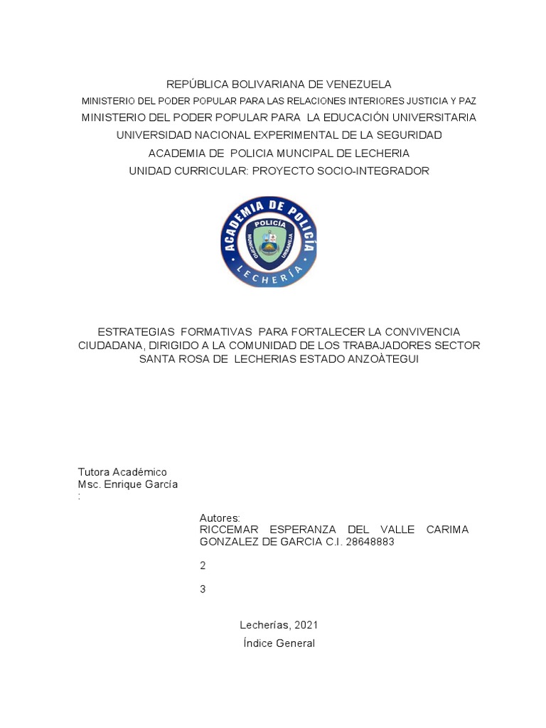 Proyecto Socio Integrador | PDF | Observación | Policía