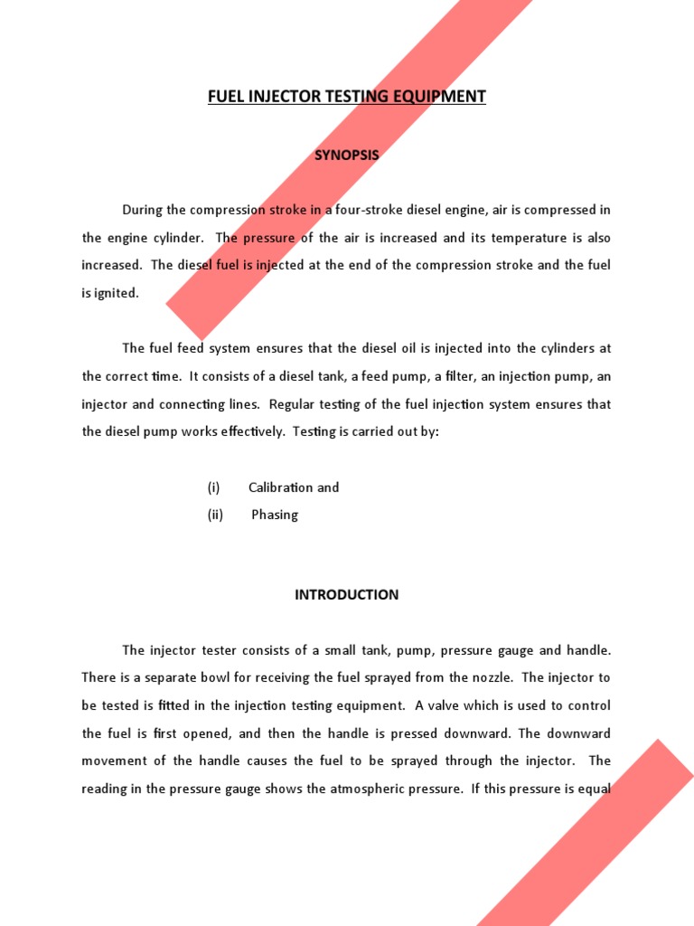 Fuel Injector Testing Equipment | PDF | Fuel Injection | Diesel Engine