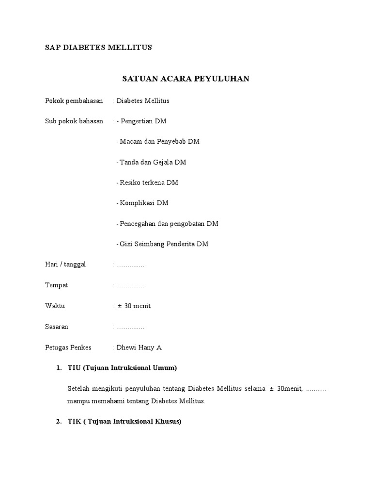 Sap Diabetes Mellitus | PDF