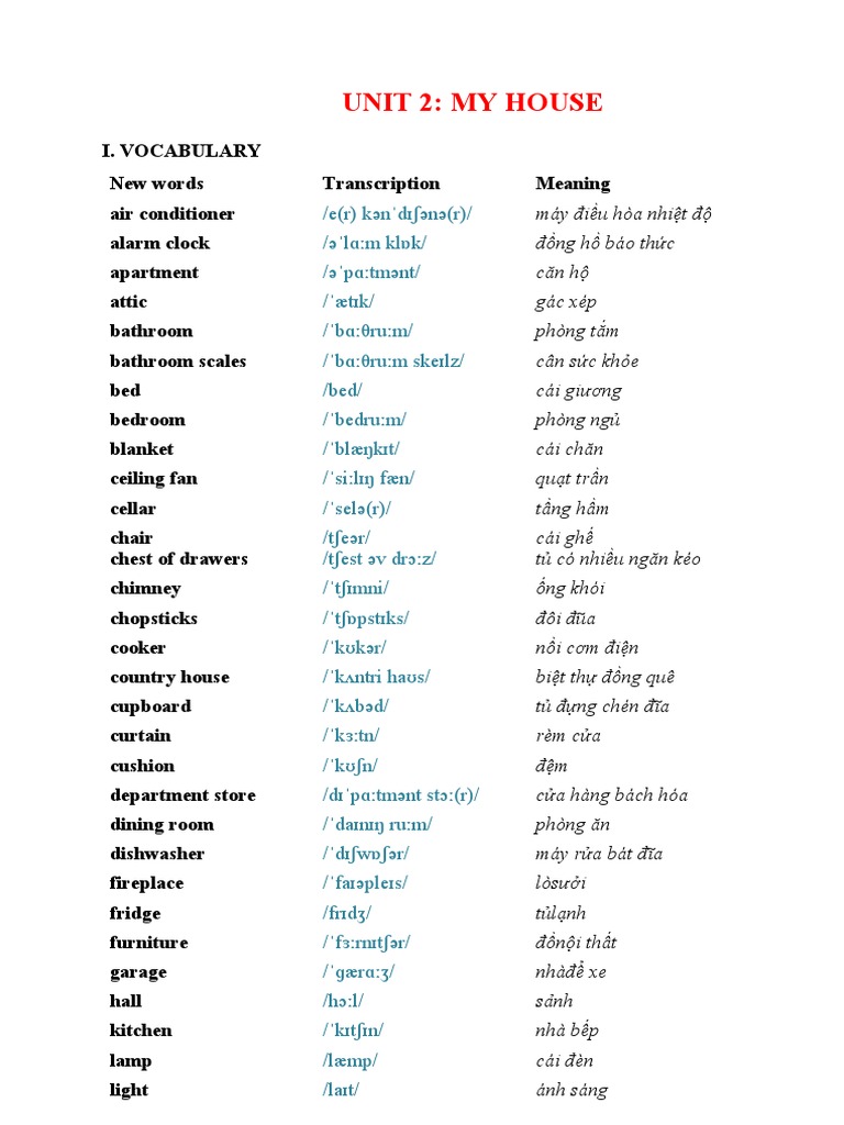 Unit 2 - My House | PDF