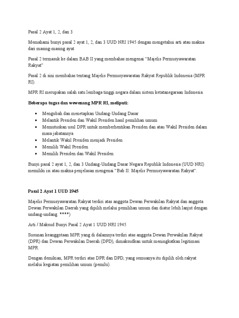 Memahami Pasal 2 UUD 1945 | PDF