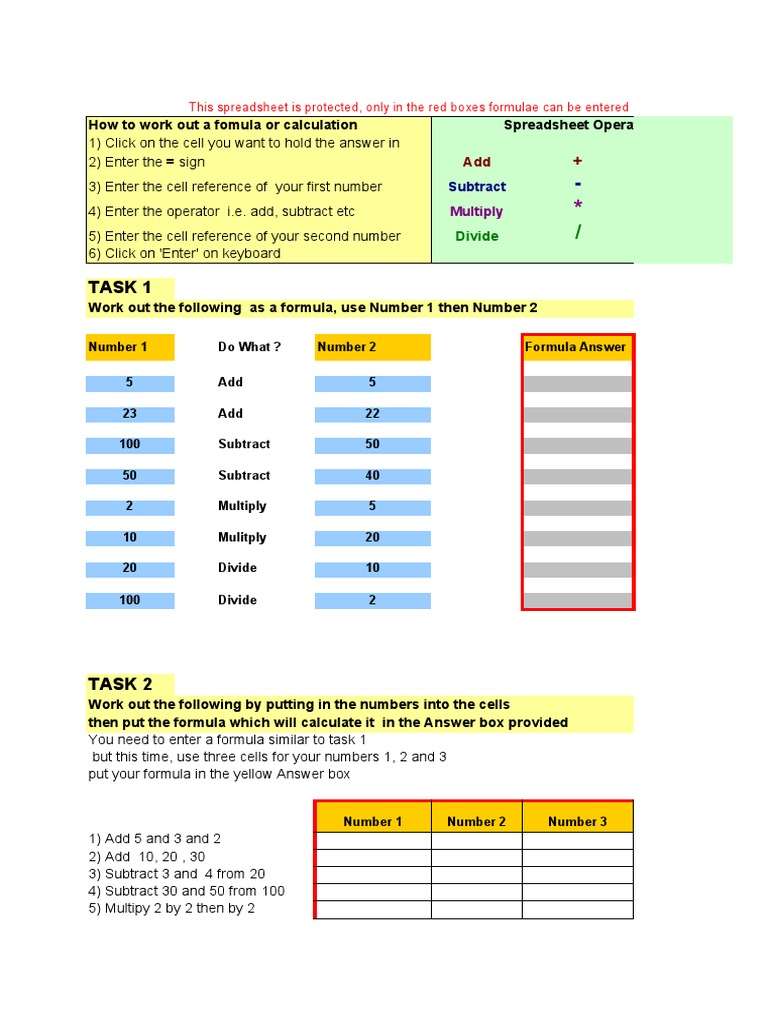 Task2-Practice Spreadsheet Tasks | PDF | Spreadsheet | Multiplication