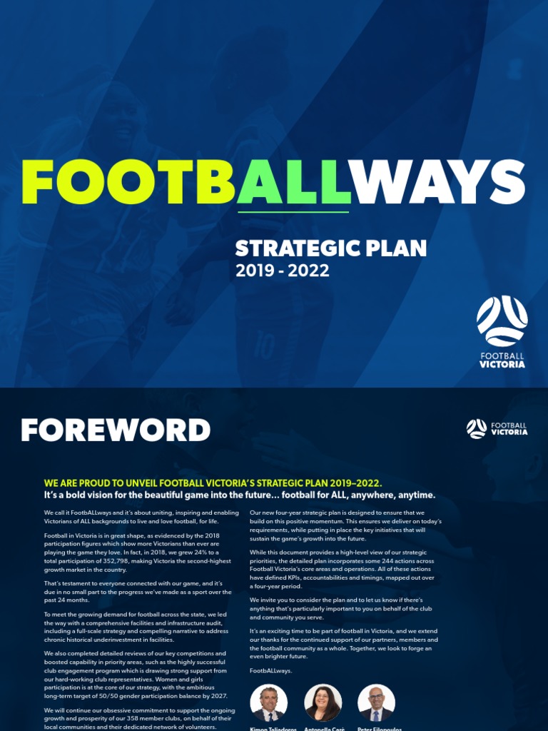 Football Victoria Strategic Plan 2019-2022 | PDF | Sustainability ...